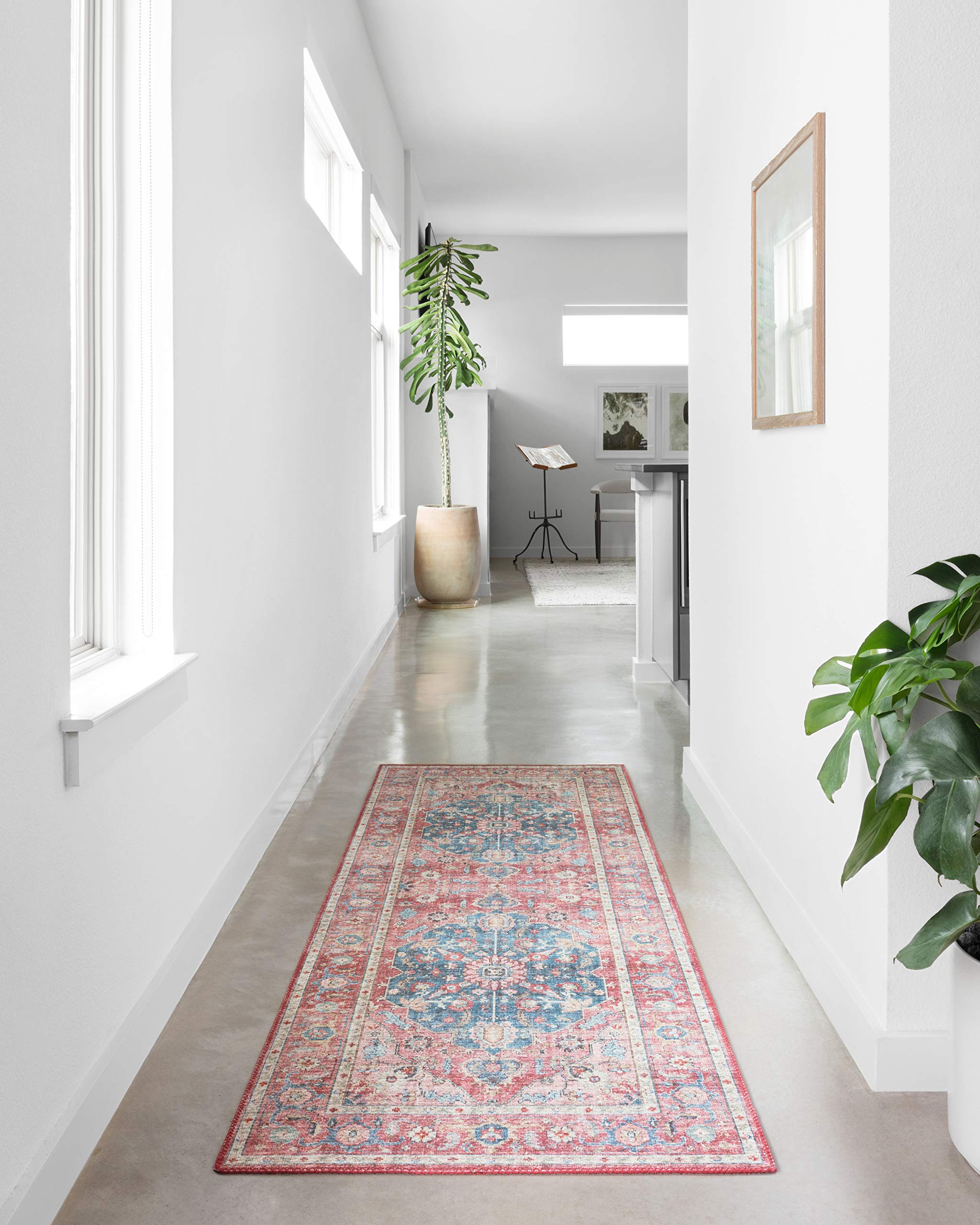 Loloi II Skye Collection SKY-04 Gold/Blush 9'-0" x 12'-0", 13" Thick,Area Rug,Soft,Durable,Vintage Inspired,Distressed,Low Pile,Non-Shedding,Easy Clean,Printed,Living Room Rug