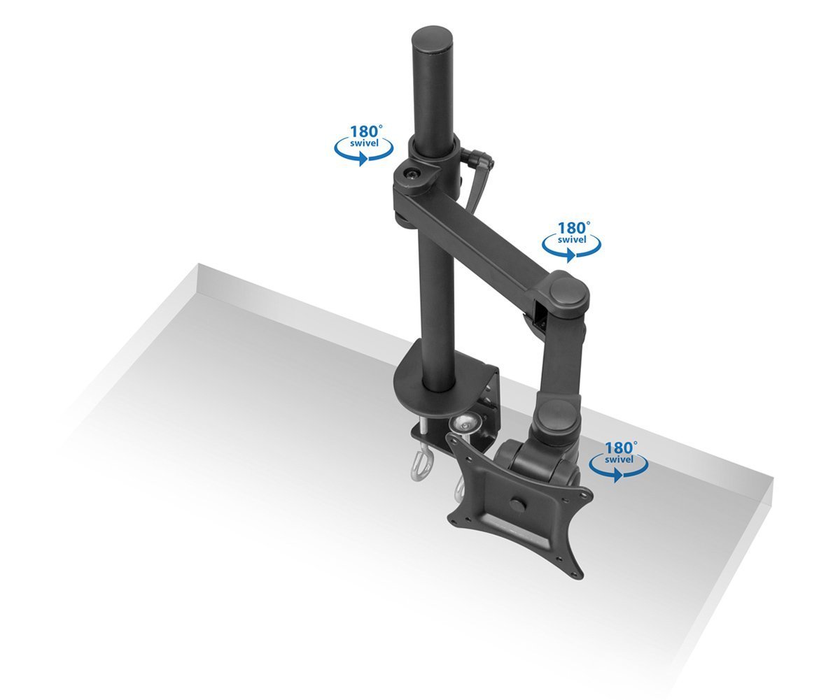 Mount-It! Mobile Standing Desk, Height Adjustable Computer Work Station Bundled with Single Monitor Arm Mount | Heavy Duty Stable Full Motion Height Adjustable | Fits 19-32 Inch Screen