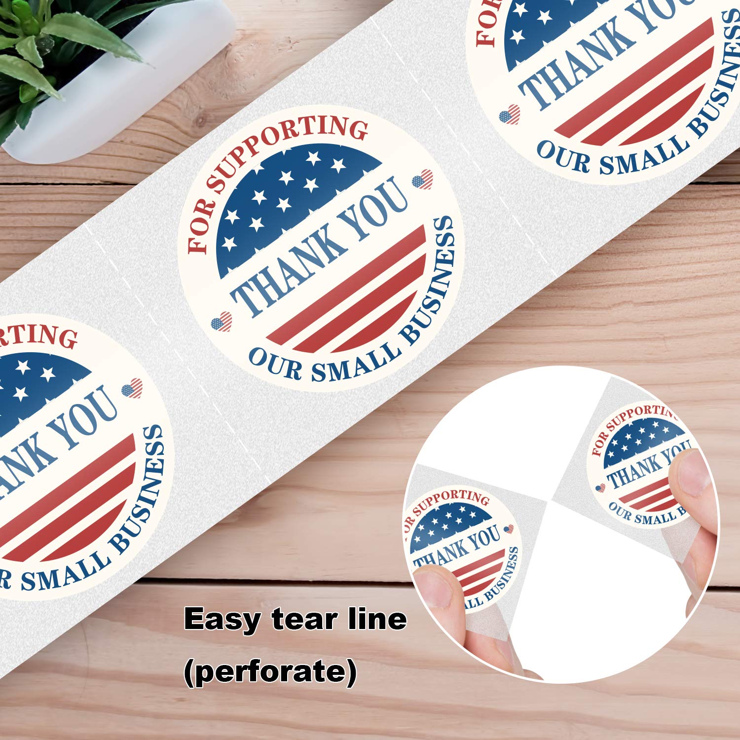 Methdic Thank You Stickers Roll USA Flag Thank You for Supporting Our Small Business Sticker 1.5" 500pcs (B)