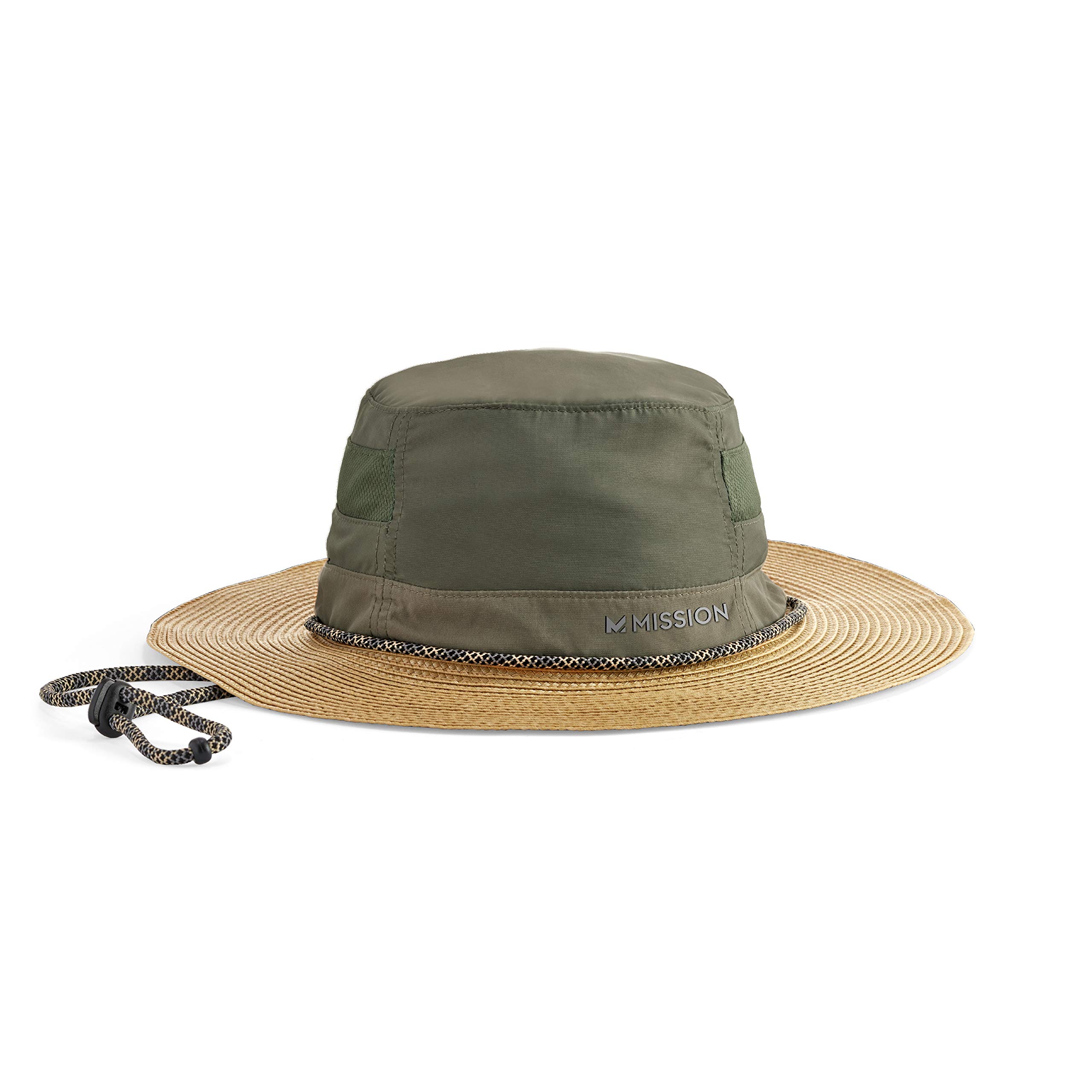 MISSION Mixed Media Cooling Hat- Instant Cooling Technology, Wide Straw Brim, UPF 50 Sun Protection- Olive