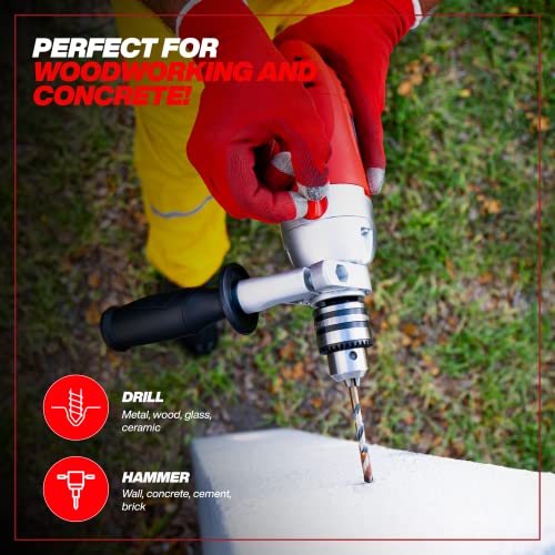 PROMAKER 7.5AMP Hammer Drill, 1/2-inch Corded Hammer Drill with accessories, Variable speed 0-3000 RPM, option to choose Impact and Hammer Drill. PRO-TP850KIT.