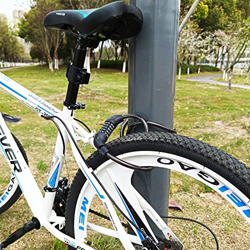 RYANGO Anti-Theft Bike Lock, Combination Lock, 12mm PVC Steel Cable, Black, Keyless, Resettable