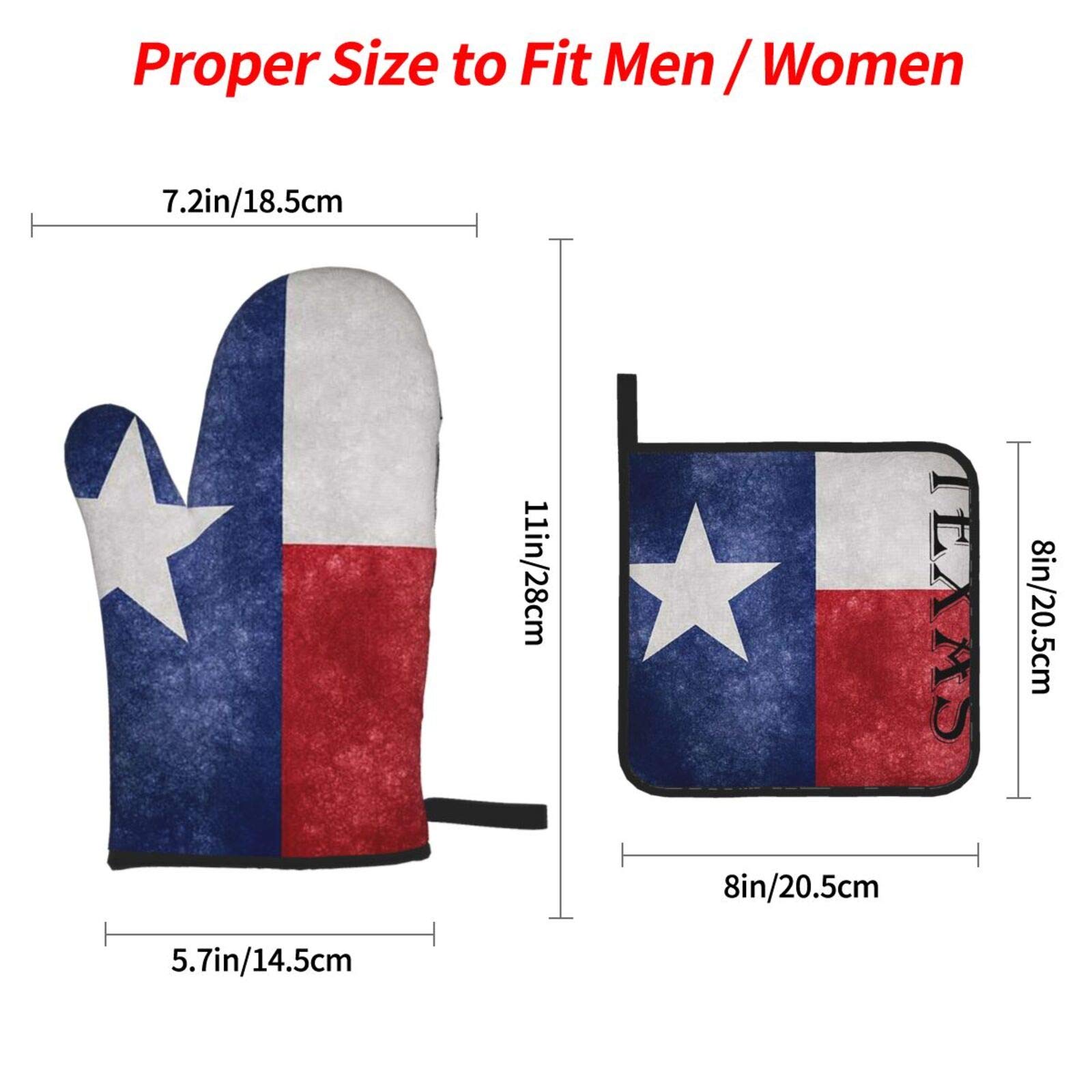 Msacrh Texas Flag Oven Mitts and Pot Holders Sets of 4, Cotton Lining with Non-Slip Hot Pads Heat Resistant Oven Gloves for Kitchen Cooking Baking Grilling
