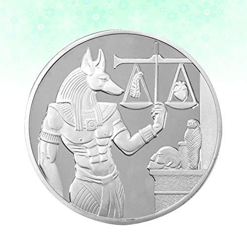 TENDYCOCO Anubis Coin Egyptian God Challenge Coin Commemorative Art Coin Collection Iron Souvenir Craft Gift Toy (Silver)
