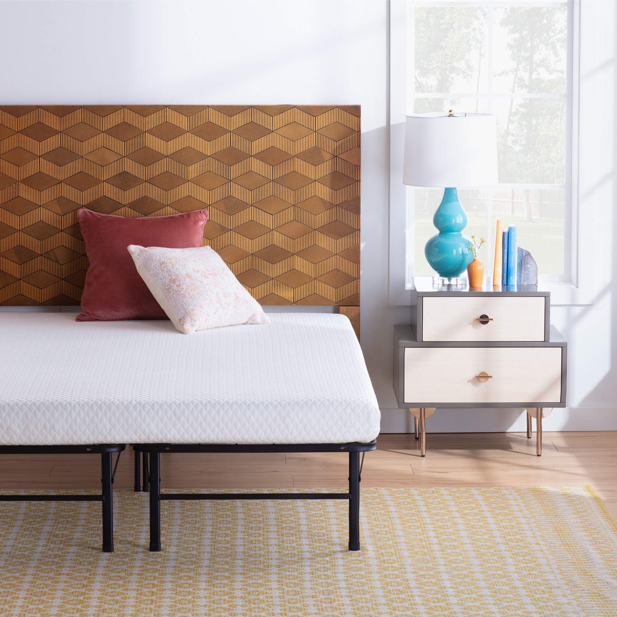 Linenspa 5 Inch Gel Memory Foam Mattress with Linenspa 14 Inch Folding Platform Bed Frame - Twin XL