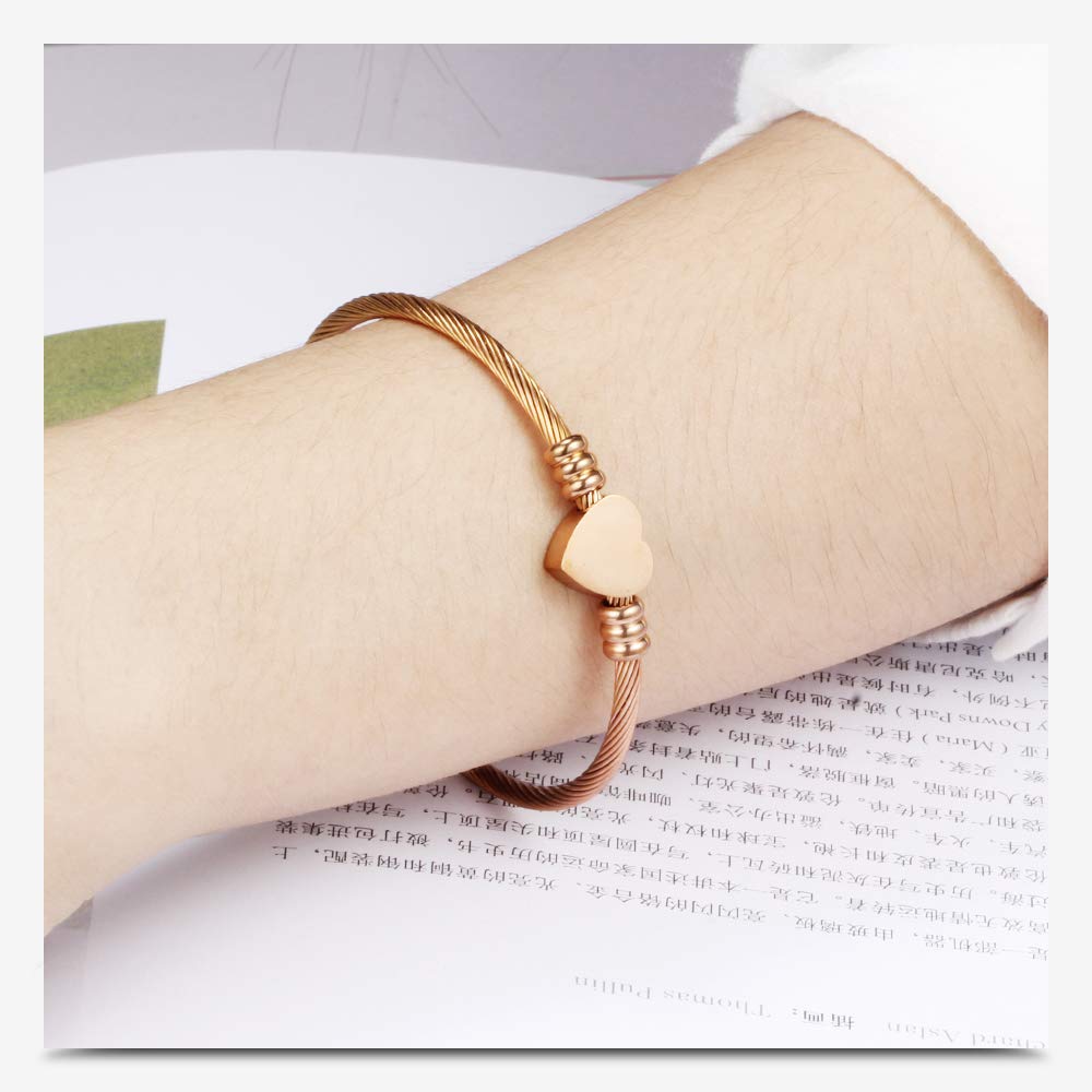 MYNENEY Silver/Gold/Rose Gold Heart Initial Name Bracelet for Women A-Z Letter Cuff Bangle Birthday Gift for Her