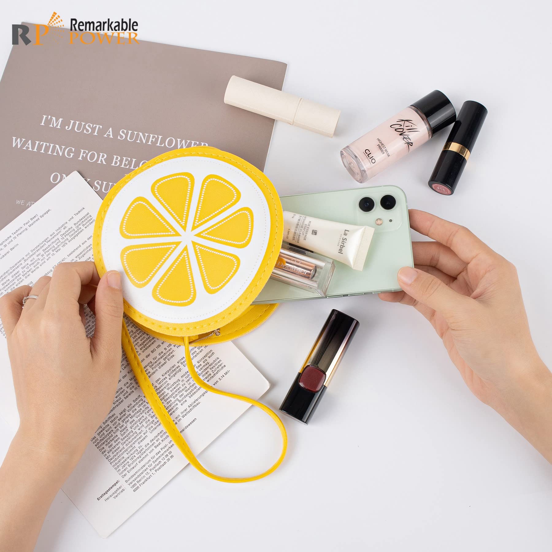 RP Remarkable Power, 2 Pack Fruit Lemon Cross Body Bag Cute Hamburger Bags for Women Girls
