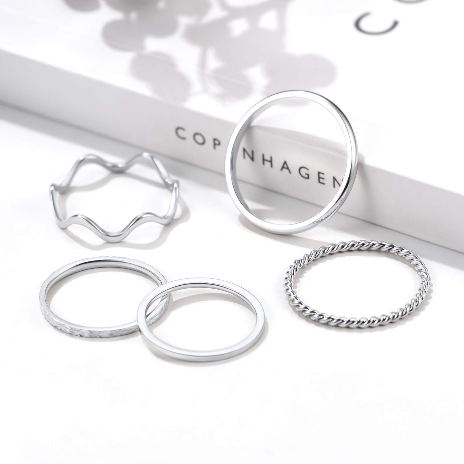 PROSTEEL Stackable Stacking Rings For Women Stainless Steel Band Knuckle Midi Finger Ring Set Cute Dainty Rings