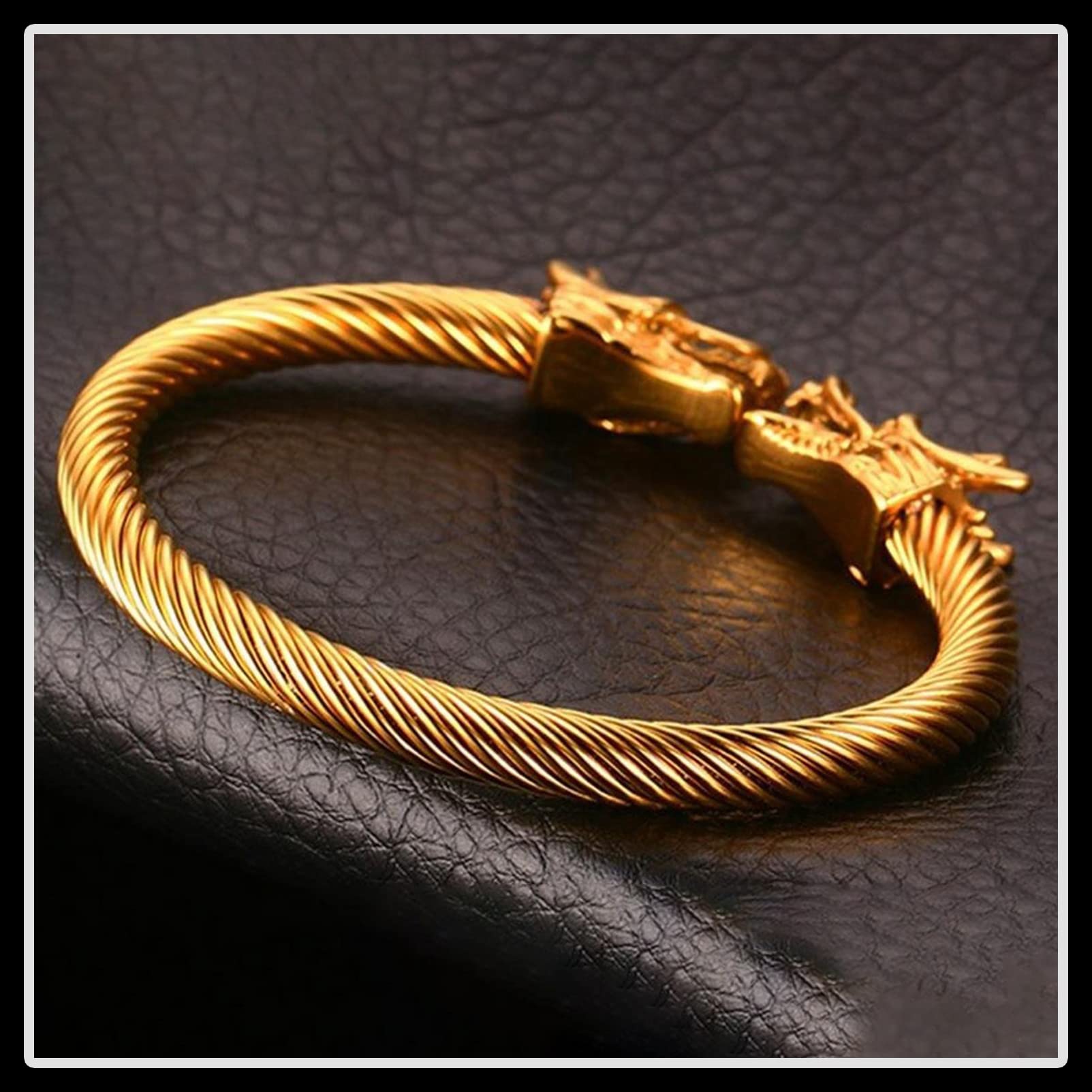 Mgutillart Punk Rock Titanium Steel Animal Dragon Head Cuff Bracelet