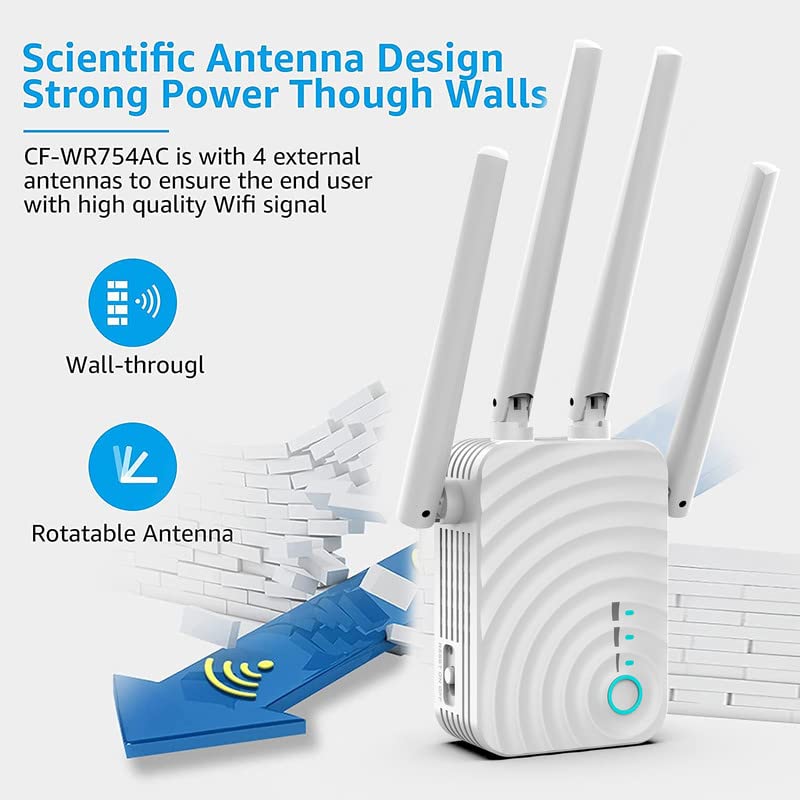 WiFi Extender Signal Range Booster, Cover Up to 8500Sq.ft & 45 Devices for Home, 1200Mbps Dual Band 5G&2.4G WiFi Repeater with Ethernet Port, Support Repeater/AP/Router Mode