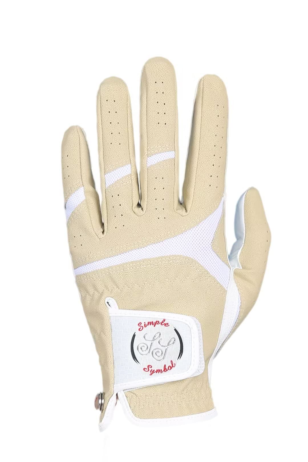 SIMPLE SYMBOL Men's Golf Glove Premium Synthetic Leather,Stable Grip,Two Pack(Left is Wear on Left Hand,Right is Wear on Right Hand) Four Colors to Choose from White/Sky/Beige/Red(Red,XL,Right)