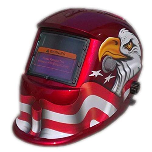 Miller Digital Elite Welding Helmet in Glossy Red Color with White Eagle Graphics