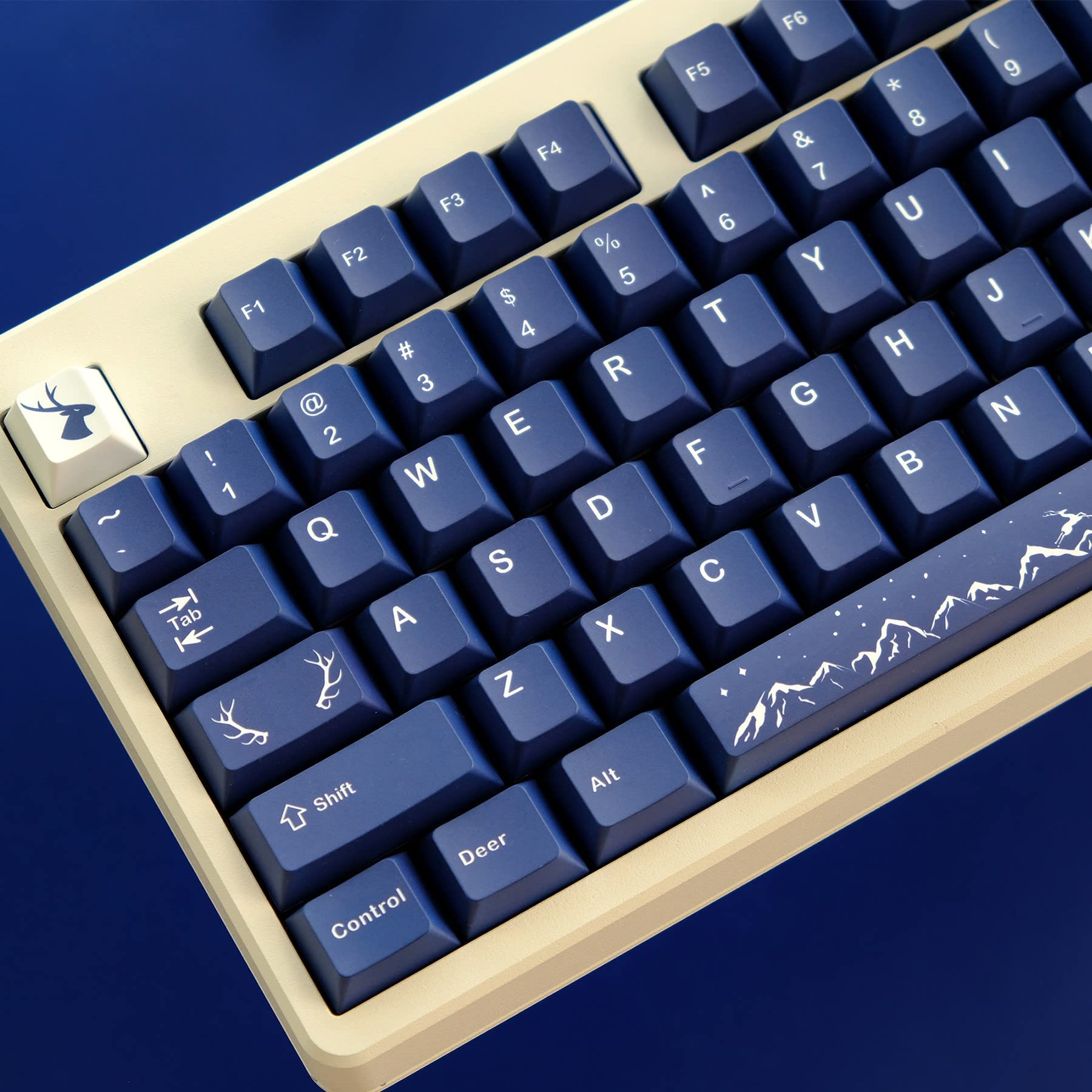 UniCusMech 137 Keys Cherry Profile PBT Dye Sublimation keycap Set for 61/84/104/108 Keys US ANSI Layout Mechanical Gaming Keyboard for Gateron Kailh Cherry MX Switches(Moon Stag)