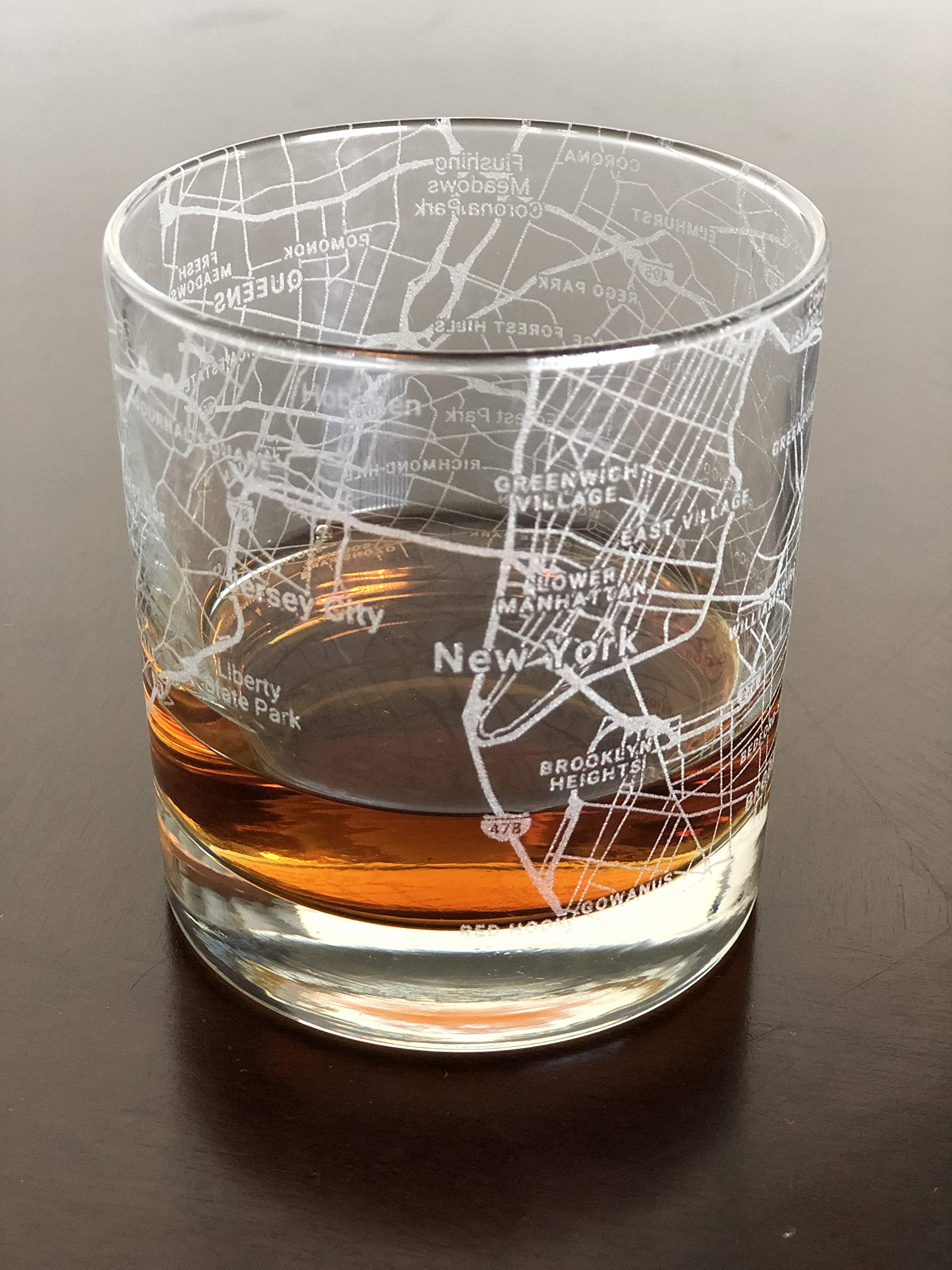 Rocks Whiskey Old Fashioned 11oz Glass Urban City Map New York