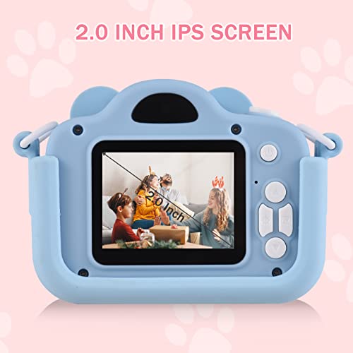 mewmewcat Digital Camera for Mini Cartoon Digital Camera 1080P Digital Video Camera for Dual Lens 2.0 Inch IPS Screen 4X Zoom Built-in Battery Cute Photo Frames Interesting Games wi