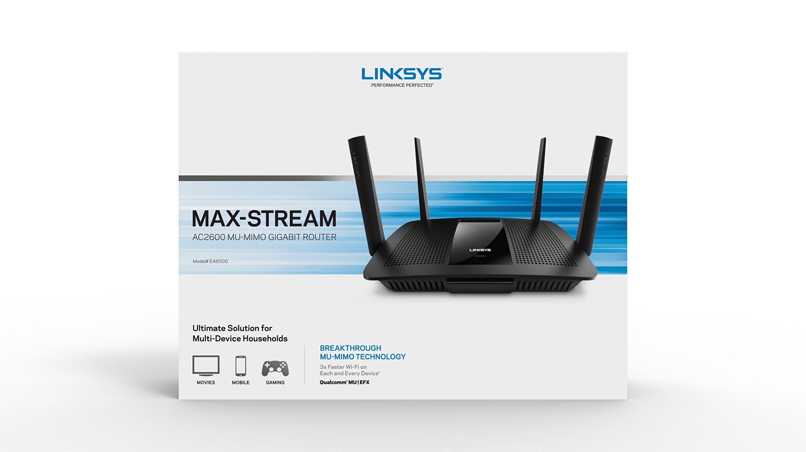 Linksys AC2600 4 x 4 MU-MIMO Dual-Band Gigabit Router with USB 3.0 and eSATA (EA8500)