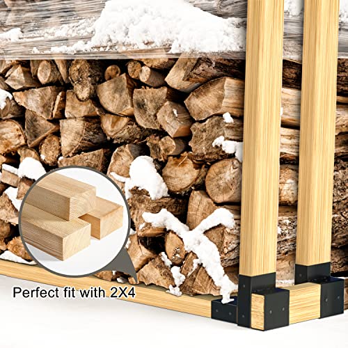 Urban Deco Firewood Rack Outdoor Bracket Kit - Log Racks Outdoor For Firewood Adjustable Log Holder Heavy Duty Firewood Rack Brackets - Black Wood Rack - Pack Of 4
