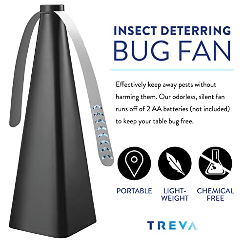 Treva Chemical Free Bug Fan Fly Deterrent with Holographic Blades to Clear Bugs, Mosquitoes, and Flies, Battery Powered Fly Fan