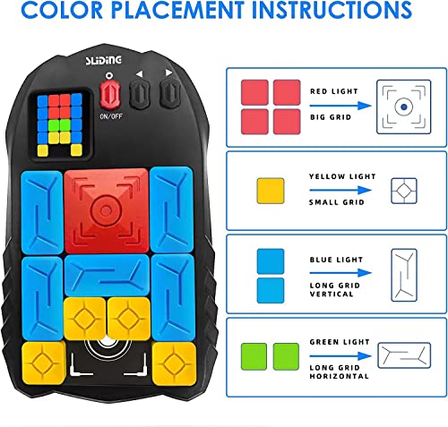 Super Slide Puzzles Brain Games, with 500+ Levels Electronic Handheld Game, Challenges Brain Teaser Puzzles, Learning & Education Travel Stem Toys for Kids and Adults