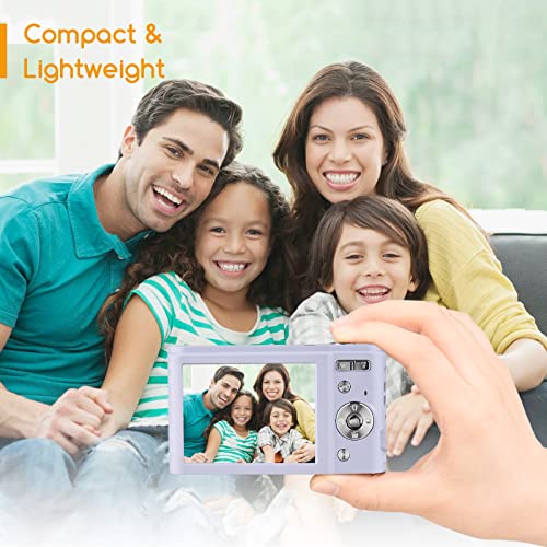 mewmewcat Mini Digital cameraPortable Digital Camera 48MP 4K 2.8-inch IPS Screen 16X Zoom Self-Timer 128GB Extended Memory Face Detection-Shaking with 2pcs Batteries Hand Strap Carry Pouch