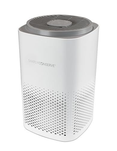 Simply Conserve Energy Star Tabletop Air Purifier for Home Cleans 6,960 ft3 per hour, True HEPA - 13 Filter, in White with Energy Saving Controls