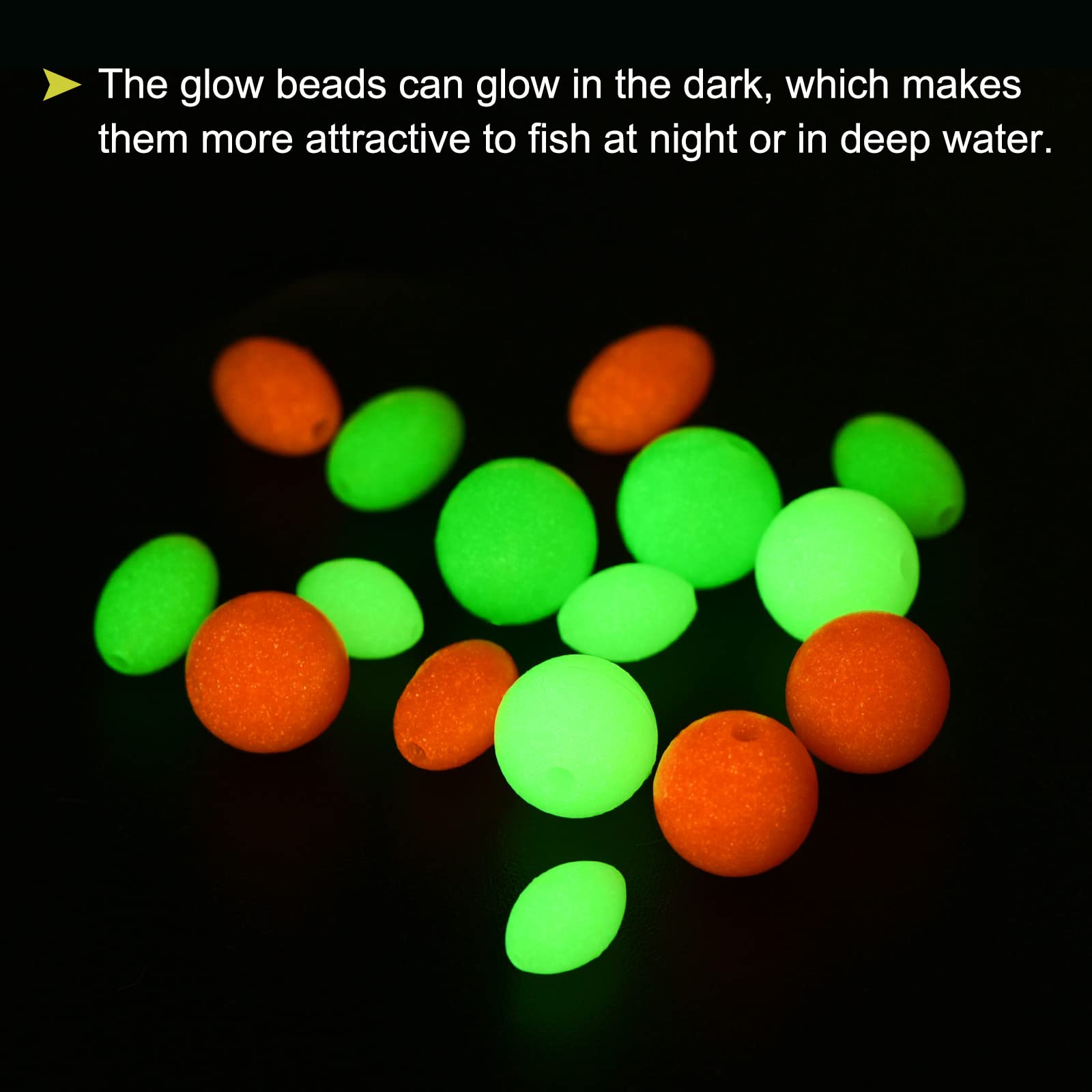 PATIKIL 5x3.4mm Luminous Fishing Beads, 200 Pieces Plastic Glow Fishing Bait Eggs Rig Bead Tackle Tool Oval, White