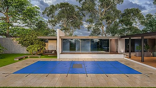 WaterWarden Inground Pool Solid Safety Cover 30' x 60', Rectangle, 15-Year Warranty, UL Classified to ASTM F1346, Triple Stitched for MAX Strength, Break-Strength of Over 4,000 lbs., Hardware Included