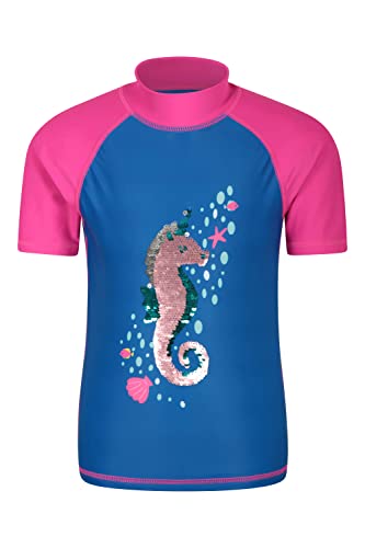 Mountain Warehouse Short Sleeves Kids Rash Guard - Fast Dry Swim Top Bright Pink 5-6 Years