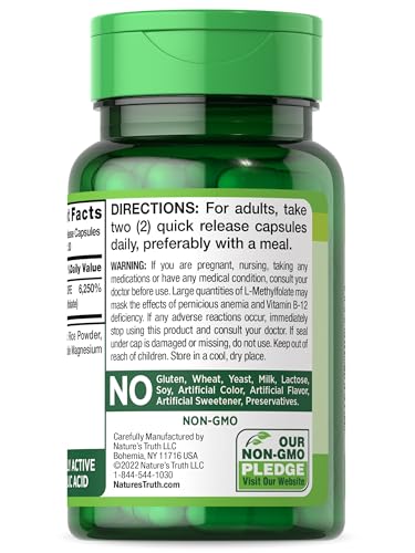 Nature's Truth L Methylfolate 15mg | 60 Capsules | Non-GMO & Gluten Free Supplement | Extra Strength