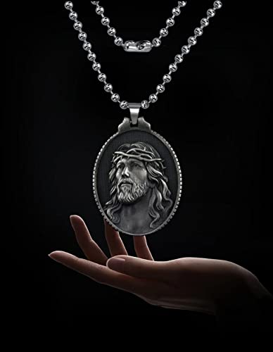 Oval Jesus Celtic Necklace For Women Simple Religious Jewelry Pendant Stainless Steel Ball Chain