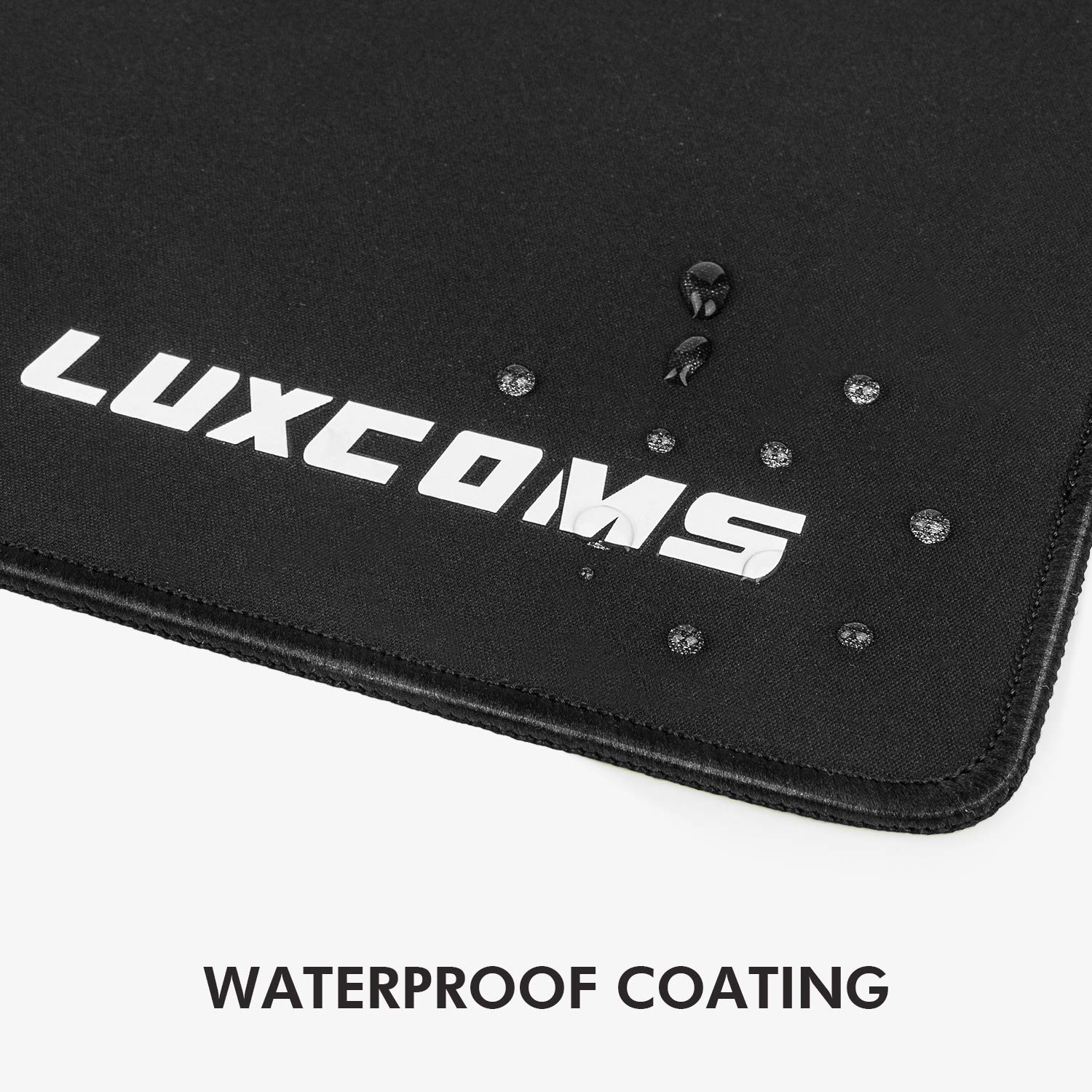 LUXCOMS Extended Gaming Mouse Pad (31.5×15.75×0.12 Inch) Computer Keyboard Mousepad Mouse Mat, Water-Resistant, Non-Slip Base, Durable Stitched Edges,Mouse Mat for Gamer, Office & Home, Black (LST080)