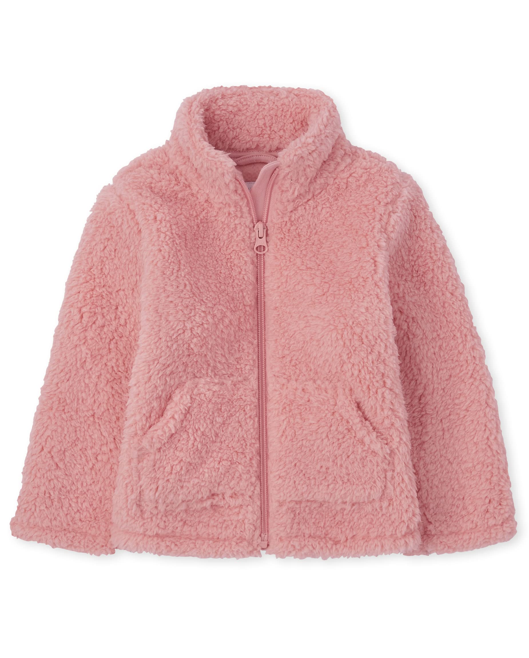The Children's Place Baby Girls' Toddler Sherpa Jacket, Black, 5T