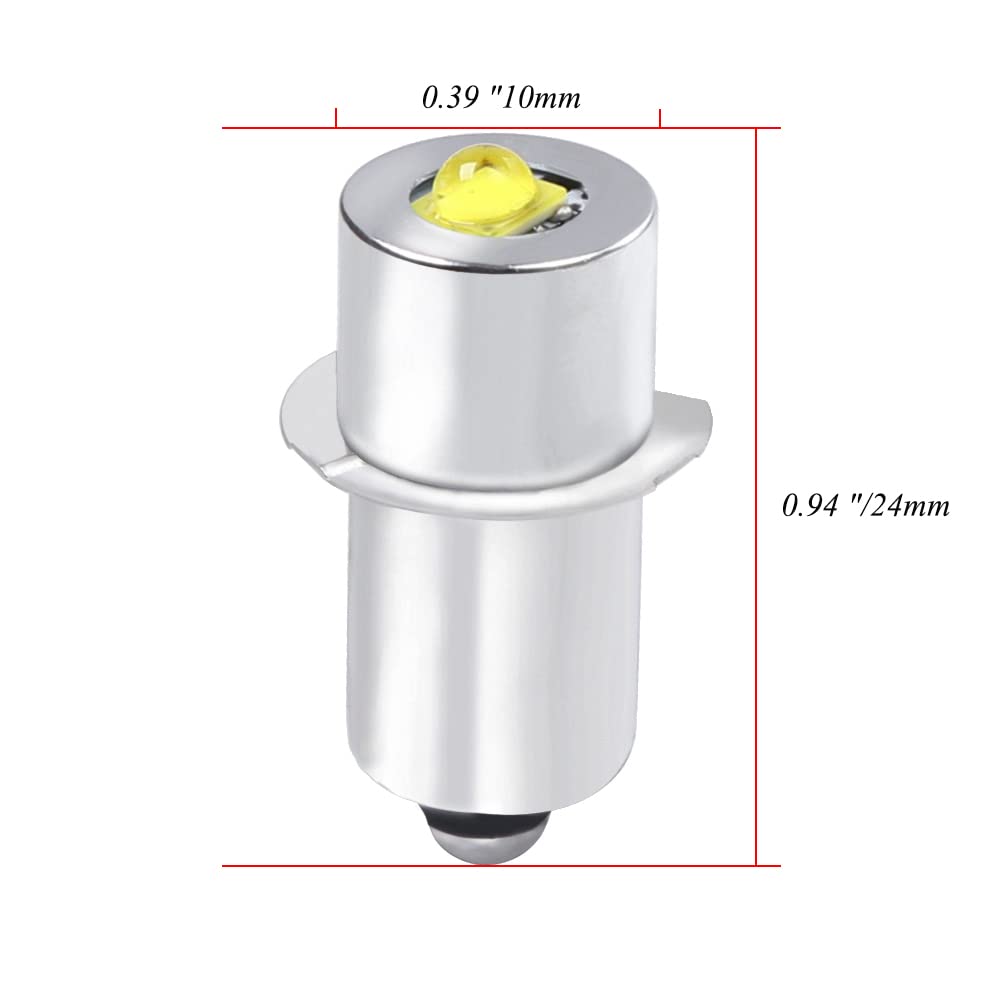 P13.5S LED Bulb Flashlight, AC/DC 3W 3V-12V LED Conversion Kit for 2 3 4 5 6 C&D Cells Flashlight Bulbs Replacement Torch Lighting Flashlight Bulbs Conversion Bulb Replacement Kit(White 3pcs)