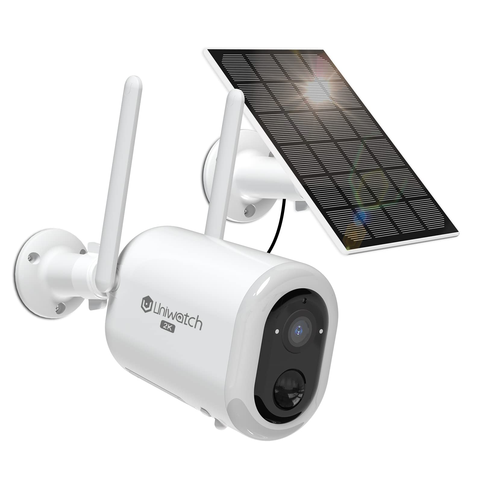 uniwatch 3MP Solar Security Cameras Wireless Outdoor for Home Security, Two Spotlights, 2K Color Night Vision Battery Powered Camera with 2.4GHz WiFi, PIR, Two-Way Talk, IP66, Cloud/SD