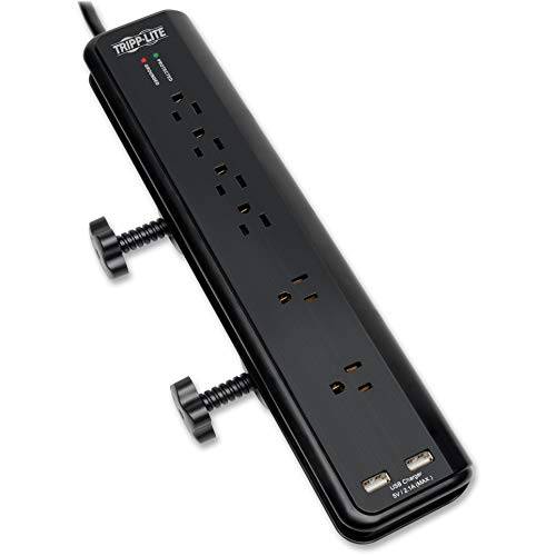 Tripp Lite Tlp606dmusb Protect It! Surge Suppressor, 6 Outlets, 6 Ft Cord, 2100 Joules, Black