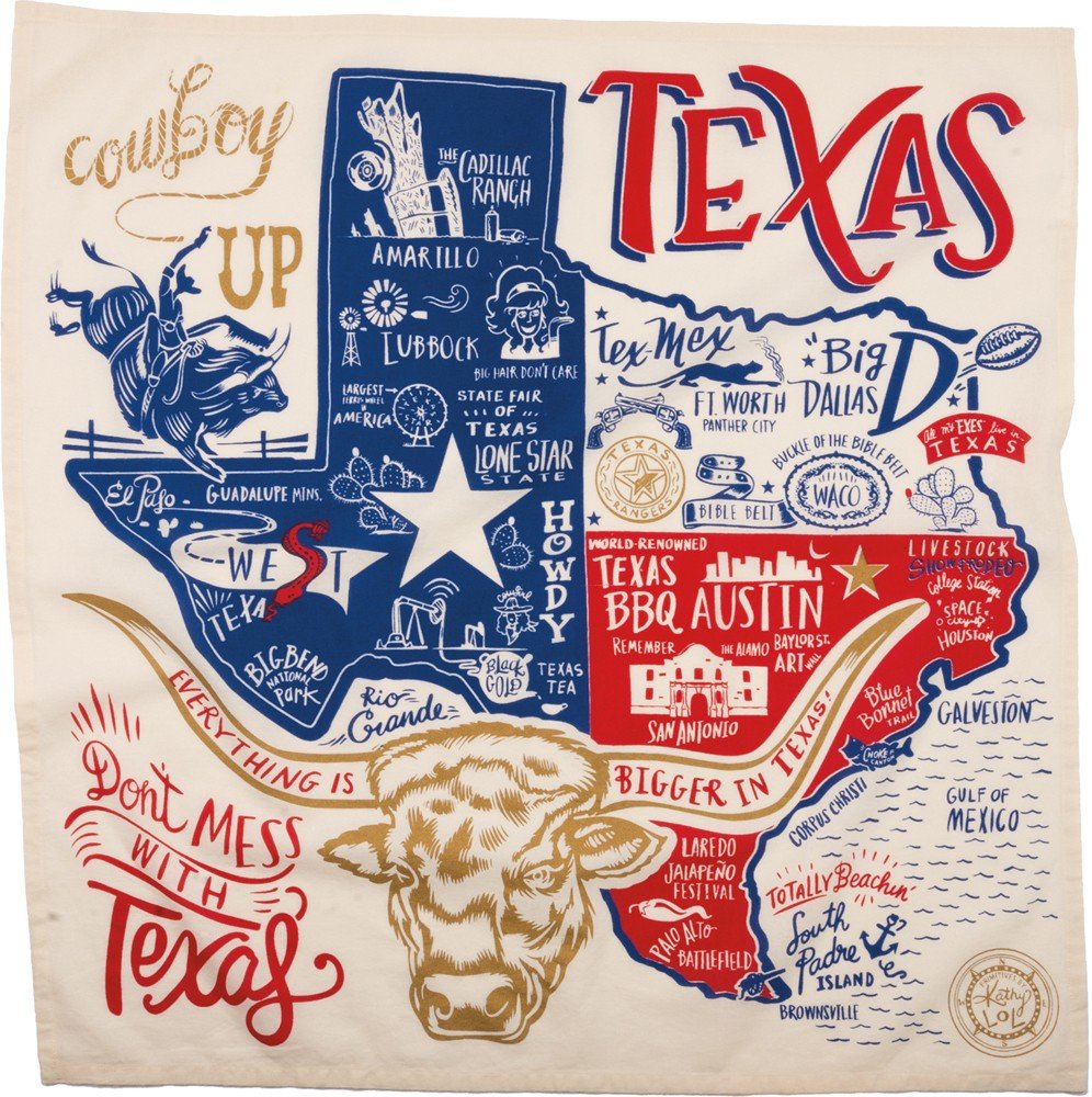 Primitives By Kathy LOL Made You Smile Dish Towel, Super Texas 28.00" x 28.00"