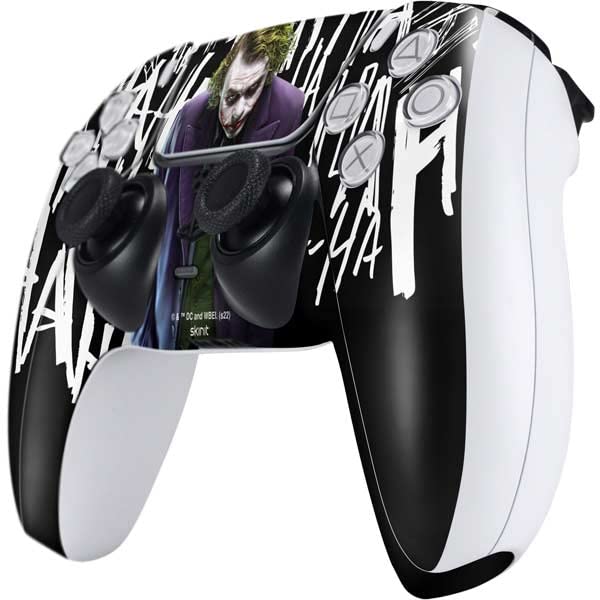 Skinit Decal Gaming Skin Compatible with PS5 and Compatible with PS5 Digital Edition DualSense Controller - Officially Licensed Warner Bros Joker The Dark Knight Design