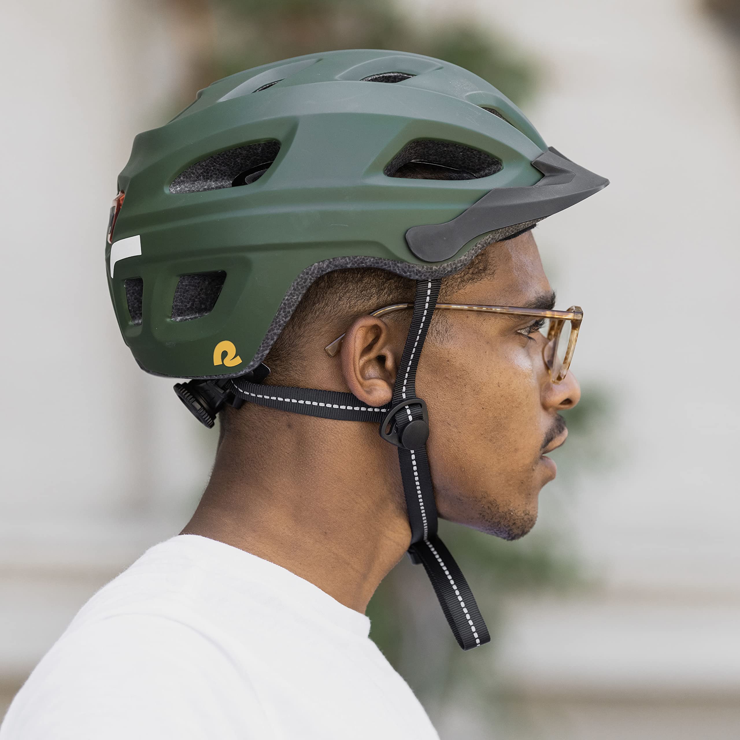 Retrospec Lennon Bike Helmet with LED Safety Light Adjustable Dial & Removable Visor - Adjustable Bicycle Helmet for Adult Men & Women