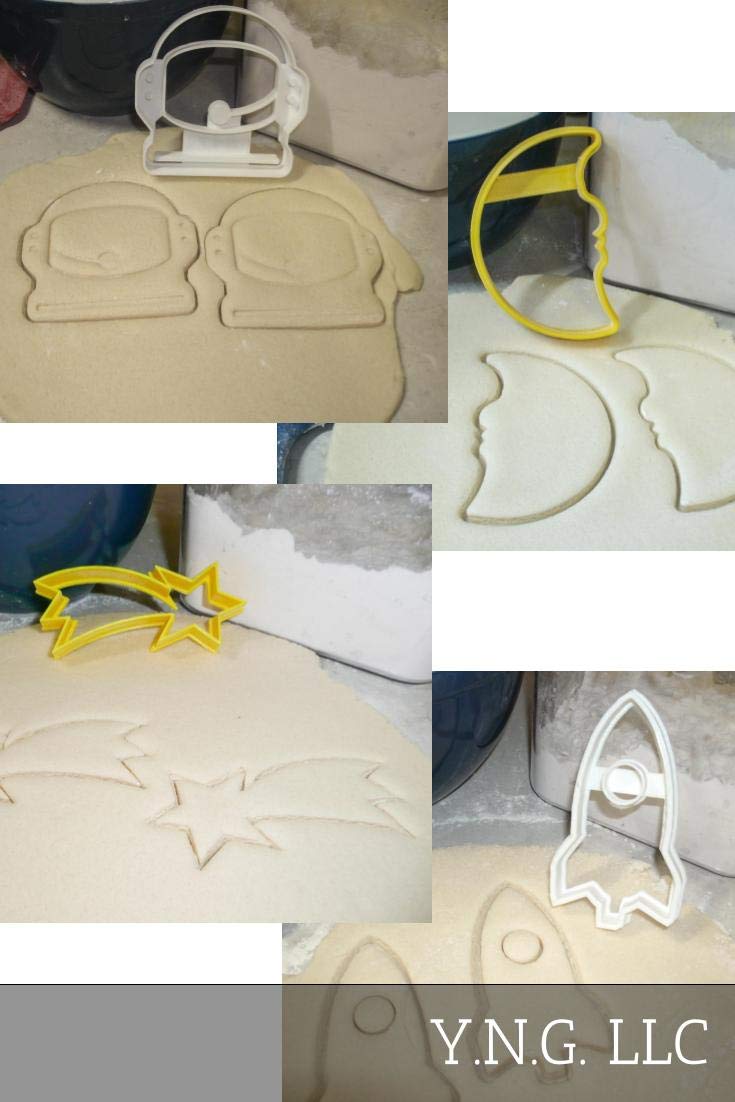 SPACE KIT ROCKET MOON ASTRONAUT STAR SET OF 4 COOKIE CUTTERS MADE IN USA PR1110