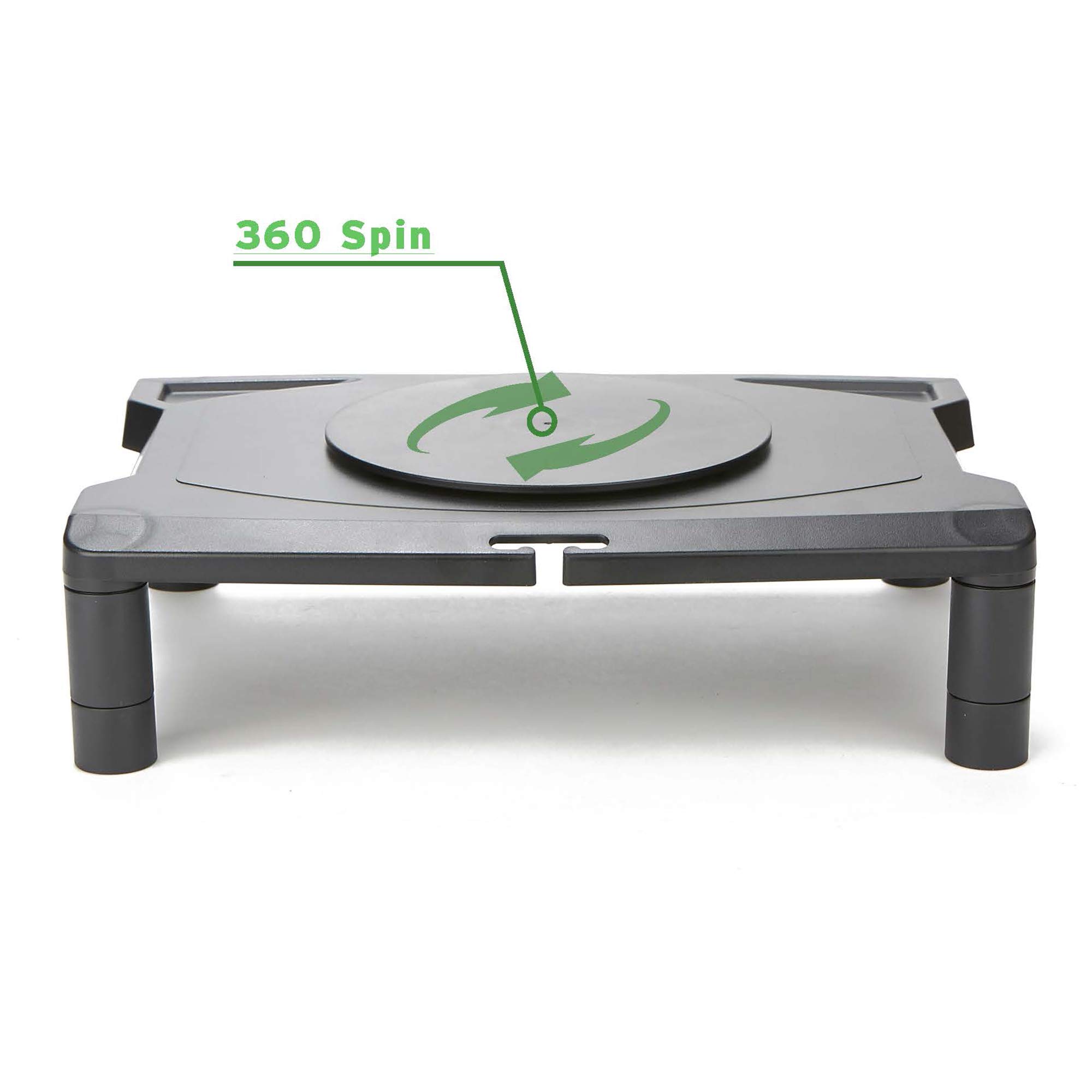 Mind Reader Wide Monitor Stand, Height Adjustable, Rotating Base, Laptop Riser, Office, 16.14" L x 11.97" W x 4.41" H, Black