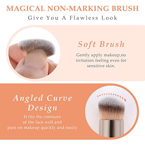 WLLHYF Concealer Brush Foundation Brush, Eye Mini Angled Flat Top Kabuki Nose Contour Brush, Liquid Blending Mineral Powder Makeup Tools (14 x 145mm, Long)
