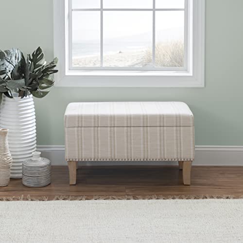 Linon Linen Stripe Upholstered Storage Stephanie Ottoman