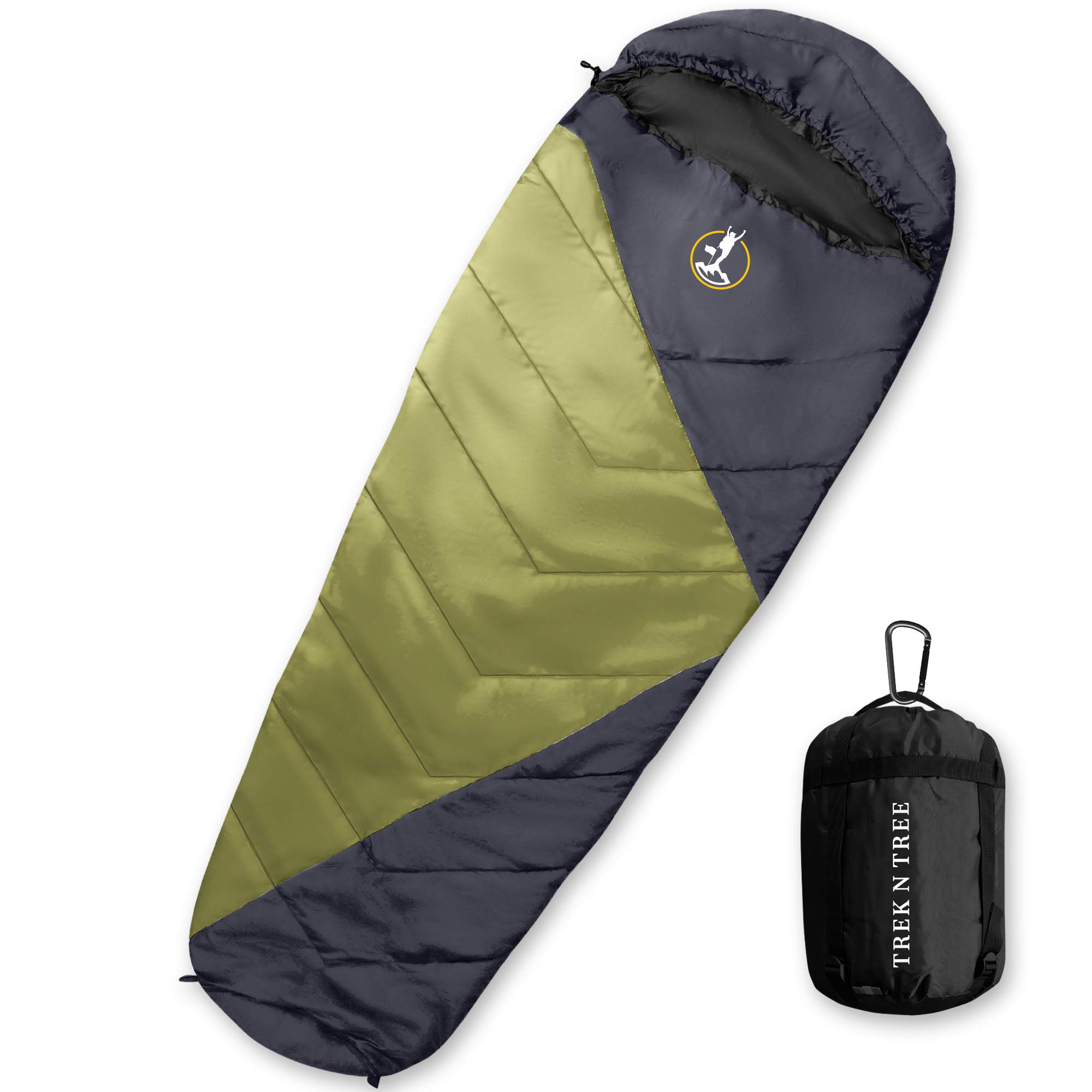 Mummy Camping Sleeping Bag - Hiking, Backpacking Sleeping Bag - Single Person Compact Lightweight Sleeping Bag for Adults with Compression Sack - Warm and Cold Weather Sleep Bag - by Trek N Tree