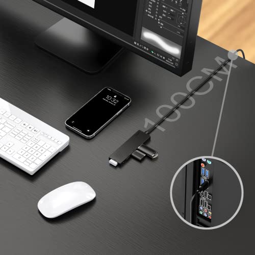 TSUPY USB 3.0 HUB 4-Port USB Hub with 3.3ft Extend Cable Ultra-Slim USB Splitter HUB, USB C to Displayport Cable 4K@60Hz