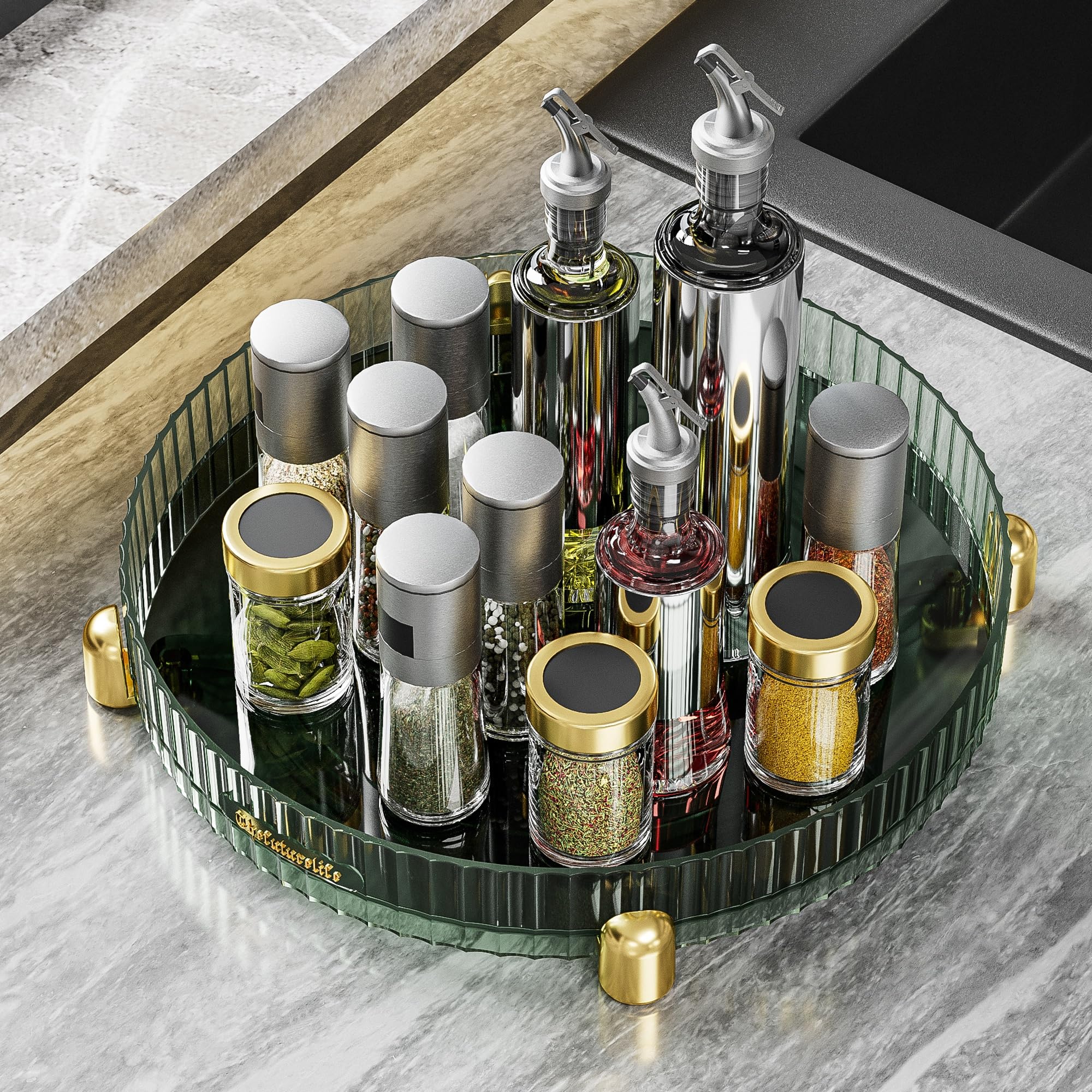 Makeup Organizer, 360 Degree Rotating Storage Tray, Skincare Organizer, Perfume Organizer, Bathroom Organizer, Turntable Organizer, Lazy Susan for Countertop, Spice Rack, Vanity Tray for Dresser