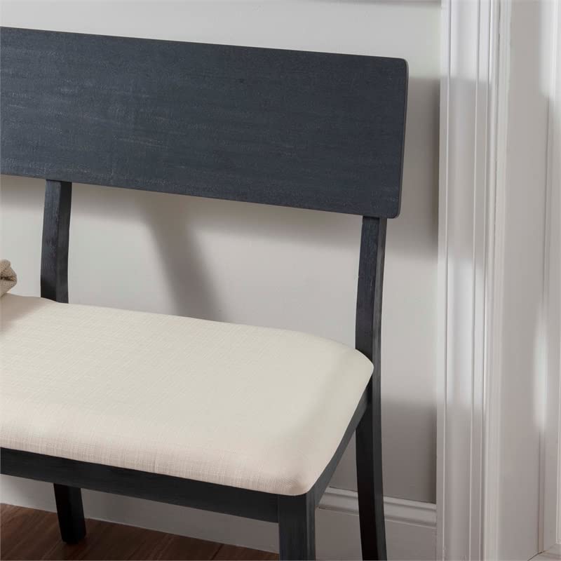 Linon Jordan Wood Dining Bench in Dark Charcoal Gray