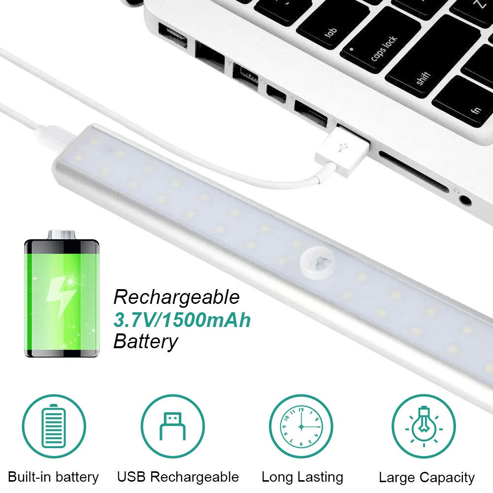 Litake Under Cabinet Lighting Rechargeable,32 LED Wireless Closet Lights with Remote,Dimmable LED Light Bar with Magnetic Strip for Kitchen Cabinets,3 Packs