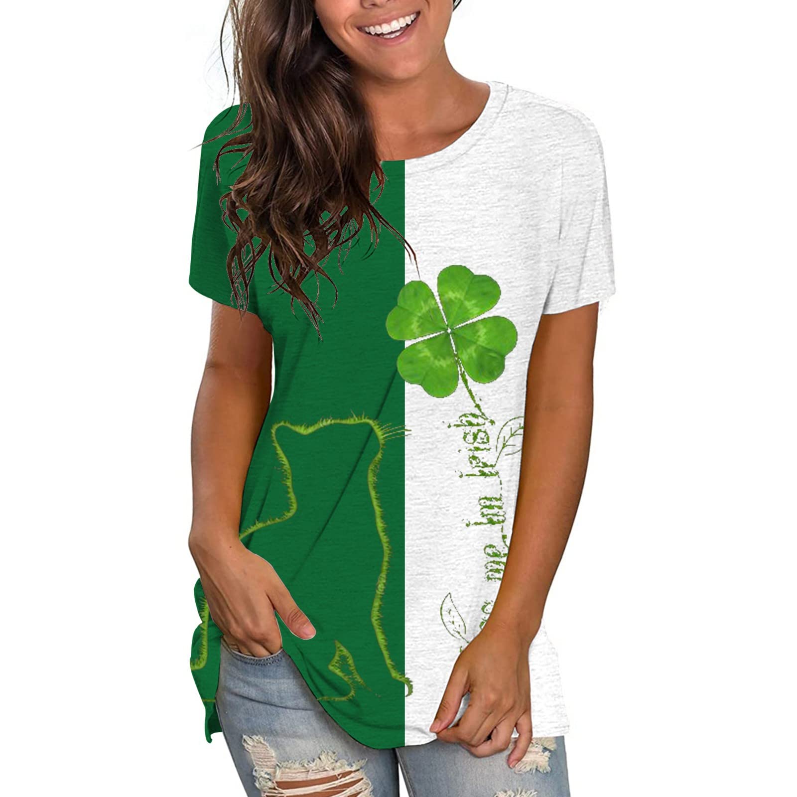 SHOHOTOP St Patricks Day Shirts Irish Shamrock Tie Dye Happy Go Lucky Gift T-Shirt
