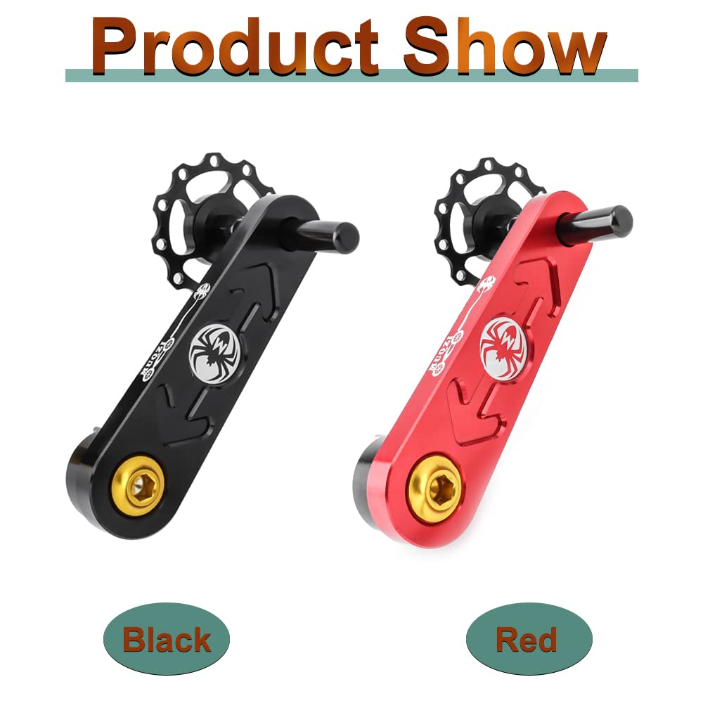 MUQZI Bike Single Speed Chain Tensioner Aluminum Alloy Adjustable Chain Guide for MTB Road Bicycle Cycling, Red