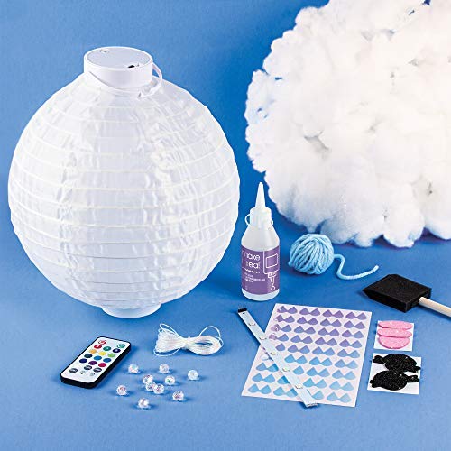 Make It Real - DIY Led Cloud Lamp - Hanging Bedroom Lamp with Color Changing Led Lights - Includes Nylon Lantern, LED Strip, Beads, Stickers, and More! - DIY Arts and Crafts for Kids